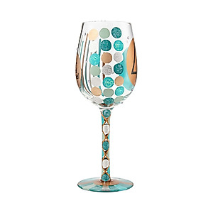 Enesco Designs by Lolita Hand-Painted Artisan, 15 oz. 40th Birthday Wine Glass, 1 Count (Pack of 1), Multicolor