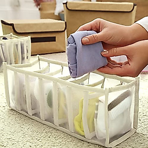 6 Pieces Wardrobe Clothes Organizer Folded Clothes Organizer Mesh Clothes Organizer Drawers Visible Pants Container Small Cloth Organizer Washable Pants Organizer for Drawer Bedroom Dorm Supplies
