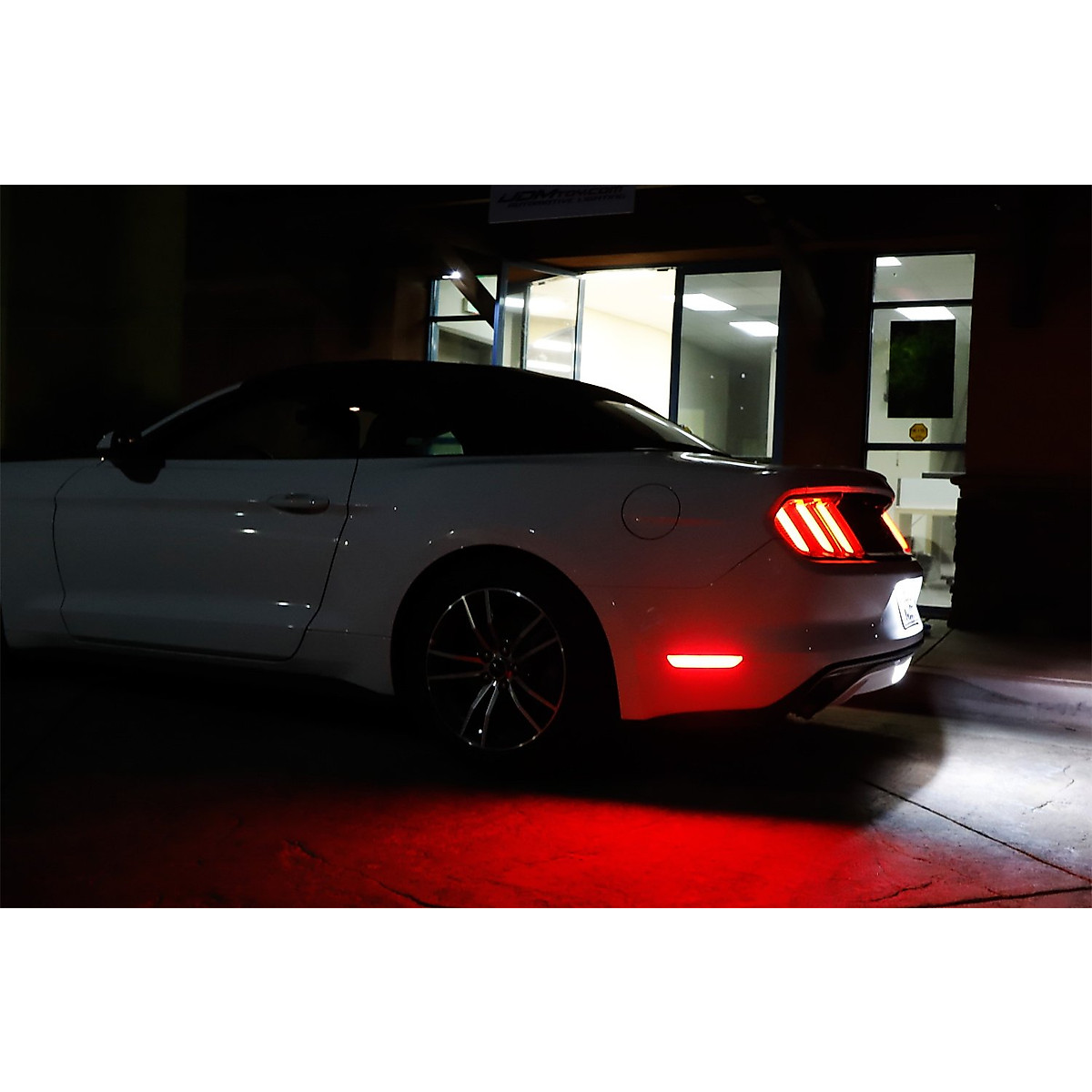 iJDMTOY Smoked Lens Red Full LED Rear Side Marker Light Kit Compatible with Ford 2015-up Mustang, Powered by 48-SMD LED, Replace OEM Back Sidemarker Lamps