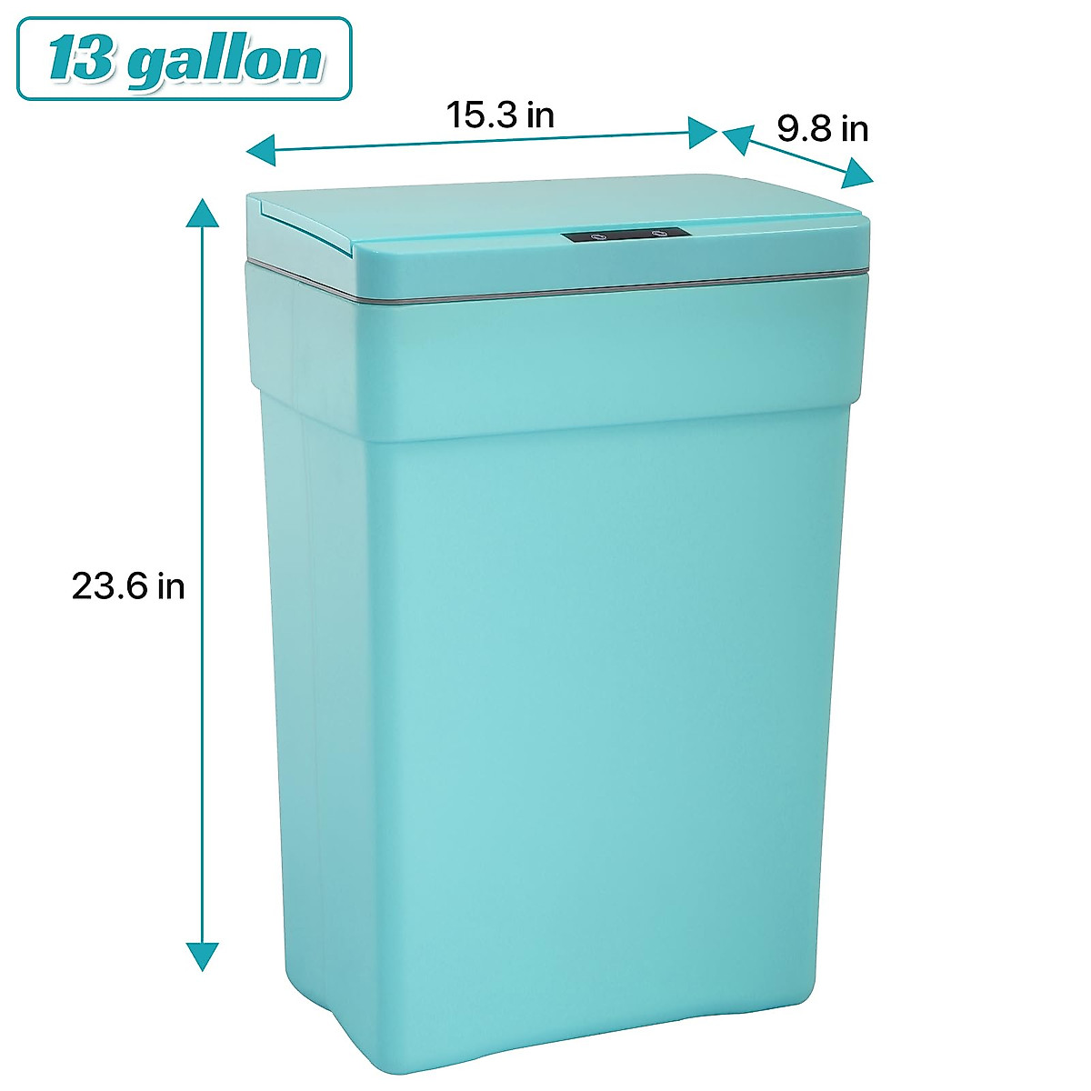Dkeli Trash Can 13 Gallon Kitchen Trash Can for Bathroom Bedroom Home Office Automatic High-Capacity Plastic Touch Free Garbage Can with Lid Waste Bin 50 Liter, Set of 2
