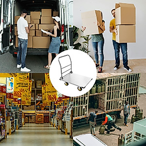 Platform Truck, 1800lb Capacity Heavy Duty Foldable Push Cart, 36 x 24in Flatbed with 6" Swivel Wheels, Platform Truck Hand Cart for Industry, SuperMall (M)