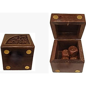 KAM Home Wooden Game Dice Box with Five Dice Gifts for Christmas Special