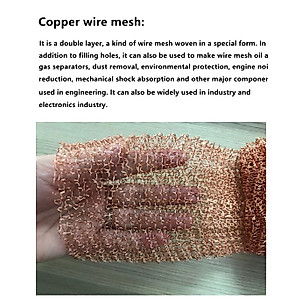 Copper Mesh,Pure Copper Wire Mesh, Hole and Gap Filler, Sturdy and Durable, Suitable for Gardens and Houses, Size 3.8" x 40"（1 Roll)