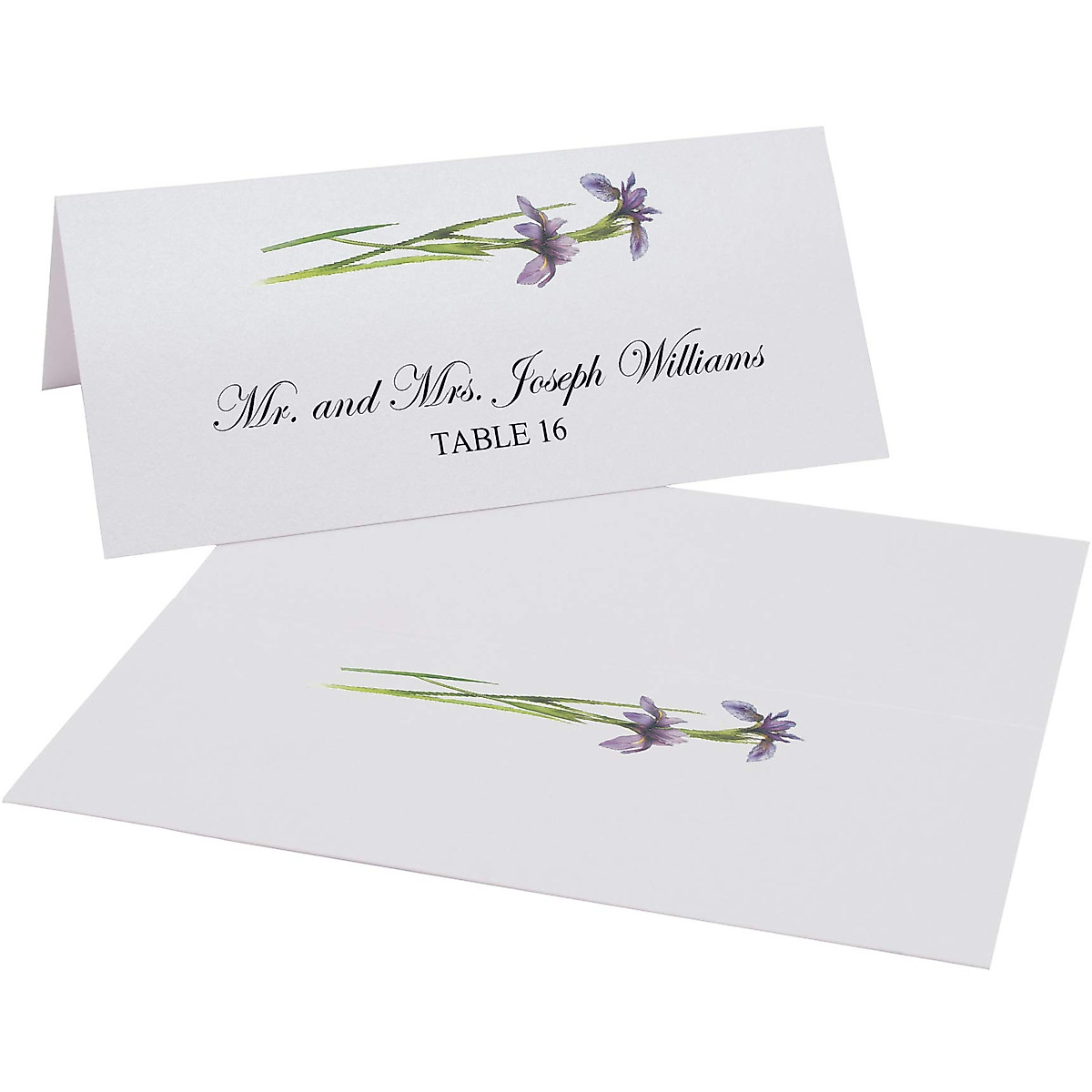 Wispy Purple Iris Flowers Place Cards, Set of 25, Pre-cut and Scored - Wedding, Party, Dinner, and Special Events - Made in the USA