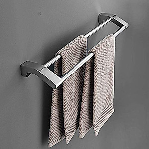 OMOONS Towel Rack Double Towel Rack Chromed Hanging Rod Holder Towel Rack Towel Rack Bathroom Accessory
