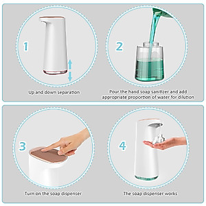 Automatic Foaming Soap Dispenser, Lotuze 15oz/450ml Touchless Foam Hand Soap Dispenser Rechargeable Electric Motion Sensor Liquid Soap Pump Hands Free Soap Dispenser for Kitchen, Bathroom