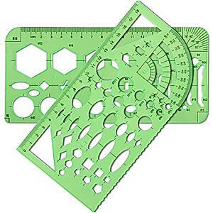 LAMXTX Measuring Stencil (6 P CS ) Plastic Geometric Template Template Geometric Ruler Fixing Tool Set for Office and Study Building formwork Drawings Drawing templates