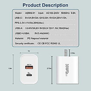 USB C Charger 30W, cshare 2-Port PD 3.0 Fast Charger USB Wall Charger,Foldable Power Adapter for Google Pixel 6/Pro,for iPhone 14/13/12/11/Mini/Pro Max,MacBook,Pad Pro,AirPods,Galaxy S22 Ultra S21