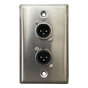 DIYTECH XLR Wall Plate, XLR Plugs and Plates, includes One Dual 3-pin XLR Female Wall Plate and One Dual 3-pin XLR Male Wall Plate, XLR Passthrough - Stainless Steel