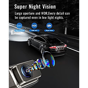 Dash Cam,1080P WiFi Dash Camera for Cars,Dash cam Front with App,Car Camera with Night Vision,170° Wide Angle WDR,24 Hours Parking Mode,G-Sensor,Loop Recording,Support 128GB Max-Hardwiring kit