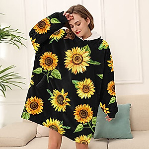 LetsFunny Blanket Hoodie,Oversized Wearable Sherpa Fleece Blanket Sweatshirt,Super Soft Warm Cozy with Giant Pocket,Gifts for Women Men Adults Teenagers Kids, One Size Fits All