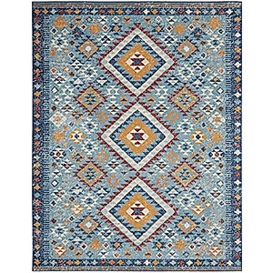 Nourison Passion Bohemian Ivory/Multi 6'7" x 9'6" Area -Rug, Easy -Cleaning, Non Shedding, Bed Room, Living Room, Dining Room, Kitchen (7x10)