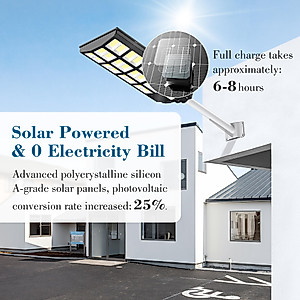 OKPRO 6000W Solar Street Lights Outdoor - 7000K Solar Lights Outdoor Waterproof Dusk to Dawn, Commercial Solar Parking Lot Lights with Motion Sensor, Solar Powered LED Street Light for Yard, Outside