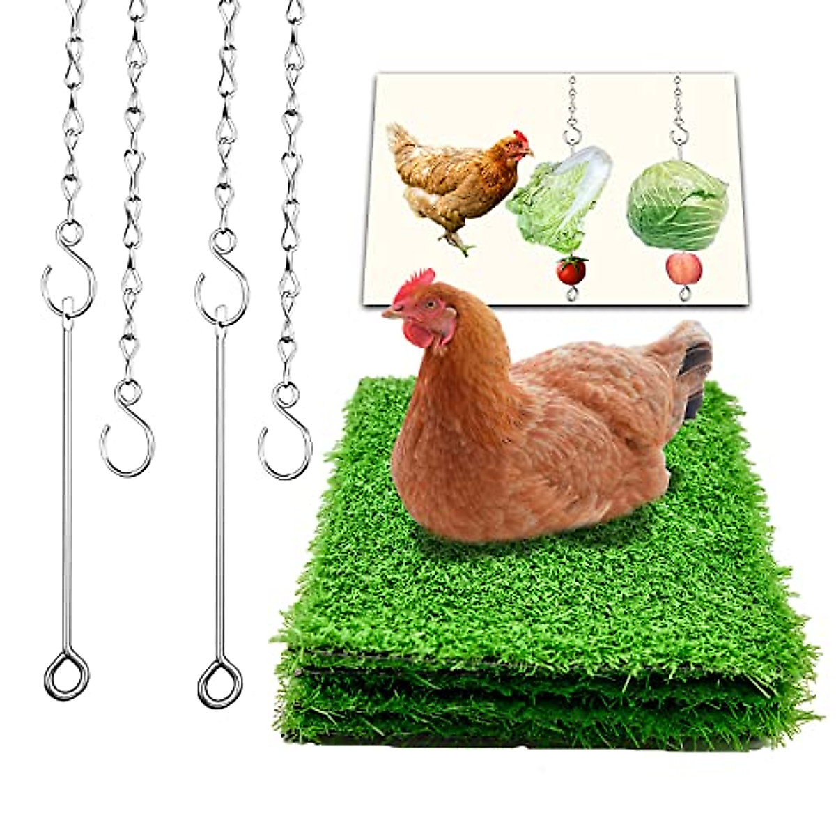 Bundle of 2 Pack Chicken Veggies Feeder and 5 Pack Chicken Nesting Box Pads