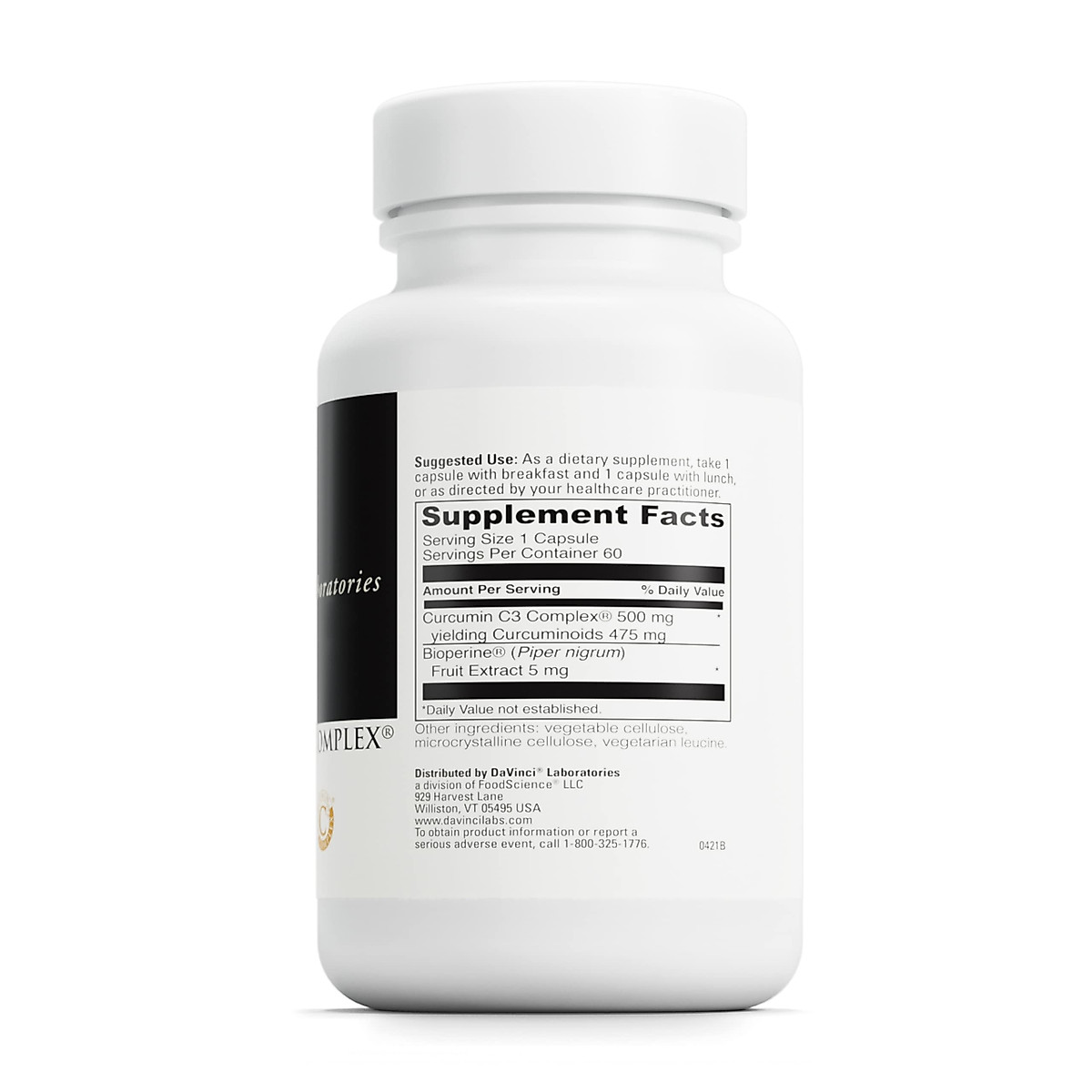 DAVINCI Labs Curcumin C3 Complex - Nutritional Supplement to Support Gallbladder Function and Healthy Liver - with Curcuminoids and Bioperine Fruit Extract - Gluten-Free - 60 Vegetarian Capsules