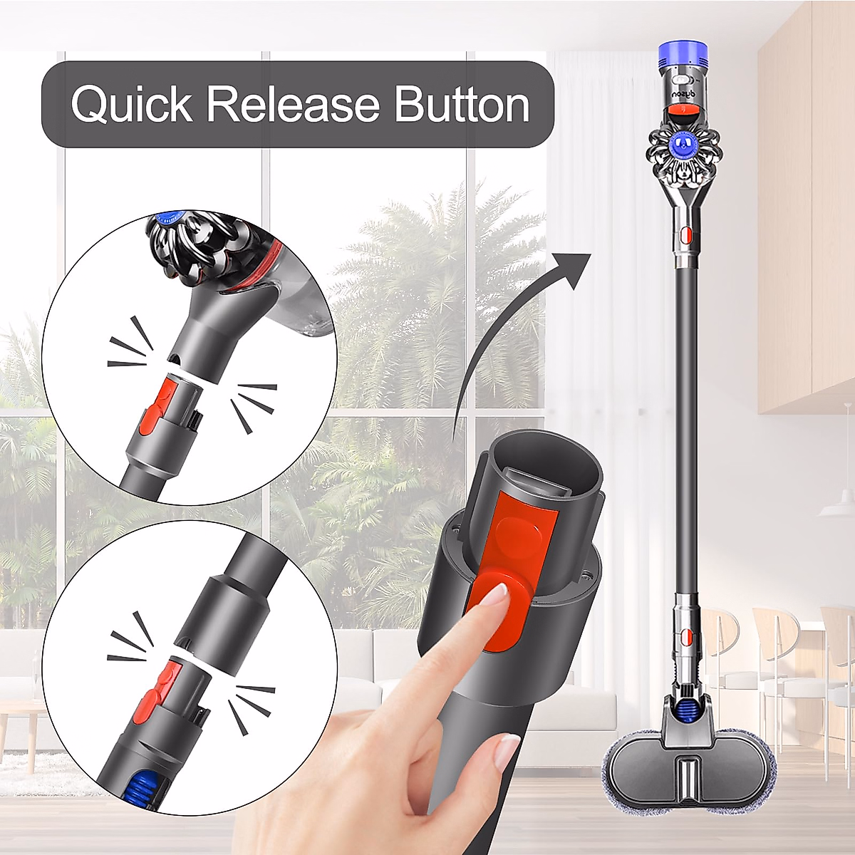 RUKHOOL Tube Extension Wand for Dyson V15 V11 V10 V8 V7 Stick Replacement Parts Vacuum Attachment Quick Release Wand Vacuums Rod 28.7 in