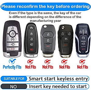 Tukellen for Ford Leather Key Fob Cover with Keychain Compatible with Ford Explorer Mustang Fusion Escape F150 F250 F350 F450 F550 Edge-Pink