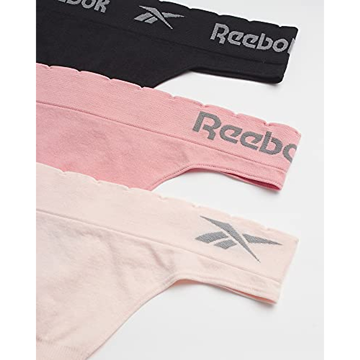 Reebok Women's Underwear - Seamless Thong (3 Pack), Size X-Large, Black/Rose Pink/Cream Pink