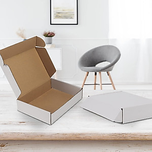 HORLIMER 9x6x2 inches Shipping Boxes Set of 50, White Corrugated Cardboard Box Literature Mailer