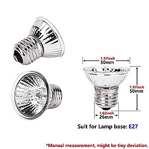 XJhoma Reptiles Habitat Sun Heat Lamp Bulb UVA/UVB Used on E27 Lamp Light Base(Not Included) [Power:50W, Voltage:220V, 4PCS]
