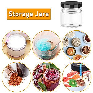 20 Pack 2 oz Clear Plastic Round Slime Containers,Empty Plastic Storage Jars with Black Lids,Refillable Storage Container for Slime,Cosmetic,Cream,Paint,Jewelry