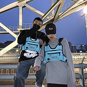 Klykon Chest Bag,Chest Rig Bag Pack Harness Reflective Utility Light Bags Fashion for Men Women Night Running Exercise Hiking Blue