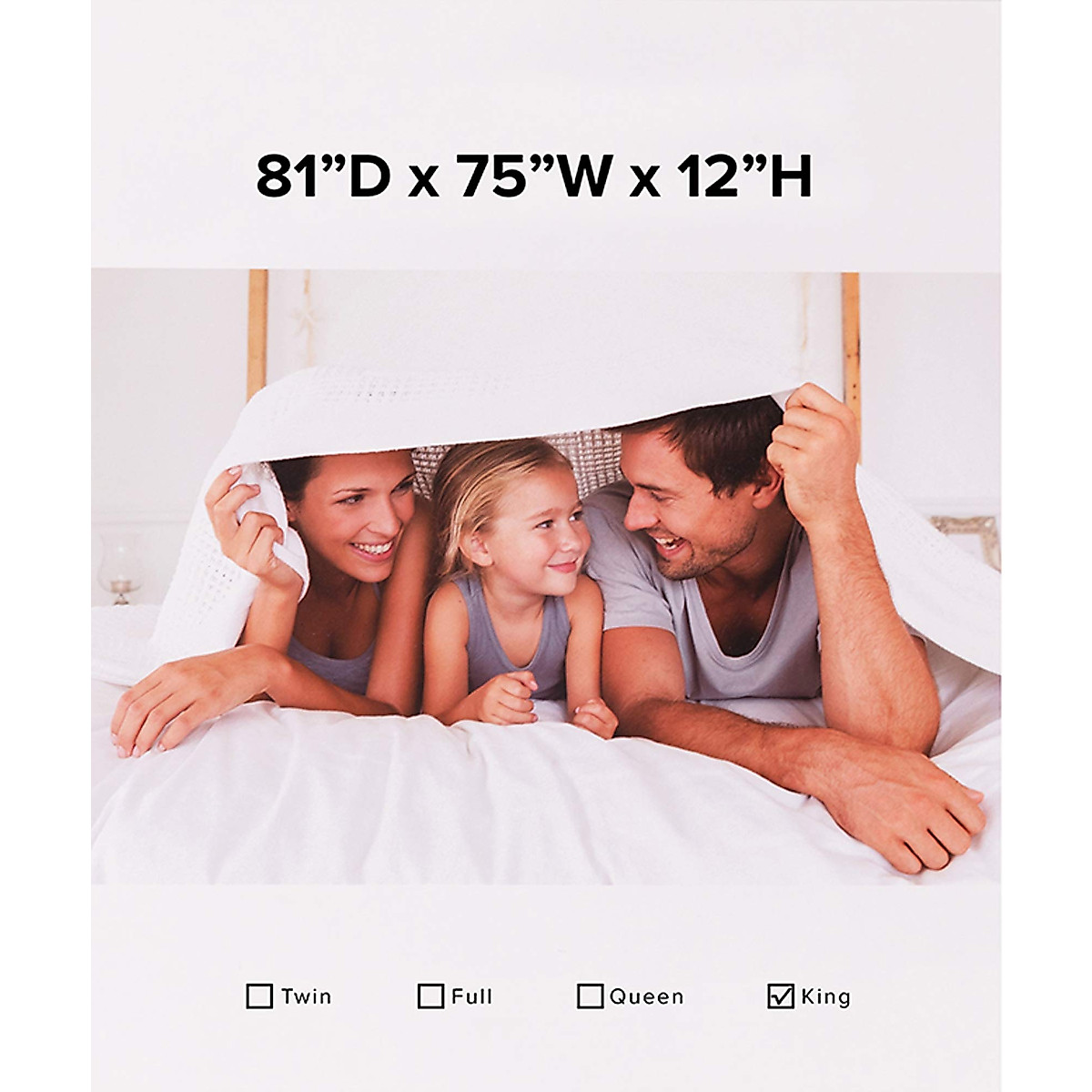 Flash Furniture Capri Comfortable Sleep Mattress Pad-Cotton Top-Deep Pockets-Hypoallergenic, King, White