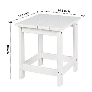 LZRS Adirondack Square Side Table, Pool Composite Patio Table,HDPE End Tables for Backyard,Pool, Indoor Companion, Easy Maintenance & Weather Resistant(White)