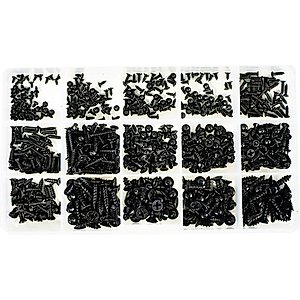 Steel Flat Head Self Tapping Screw Phillips Metric Thread Counter Head Bolt Assortment Kit M2 M2.5 M3 M4 Black