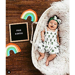 sshybmne Infant Baby Girl St. Patrick 's Day Outfit Four-Leaf Clover Romper Jumpsuit with Headband Irish Baby Girl Clothes (White Green, 0-6 Months)