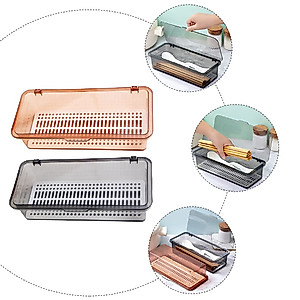 Tofficu 2pcs Chopsticks Storage Box Backflow Preventer Drainer Basket Cabinet Grocery Holder Kitchen Utensils Plastic Storage Drawer Kitchen Storage Case Pp Metallic Line Sink