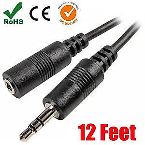iMBAPrice® 12 Feet Professional Quality Nickel Plated 3.5 mm Male/Female Stereo Audio Extension Cable