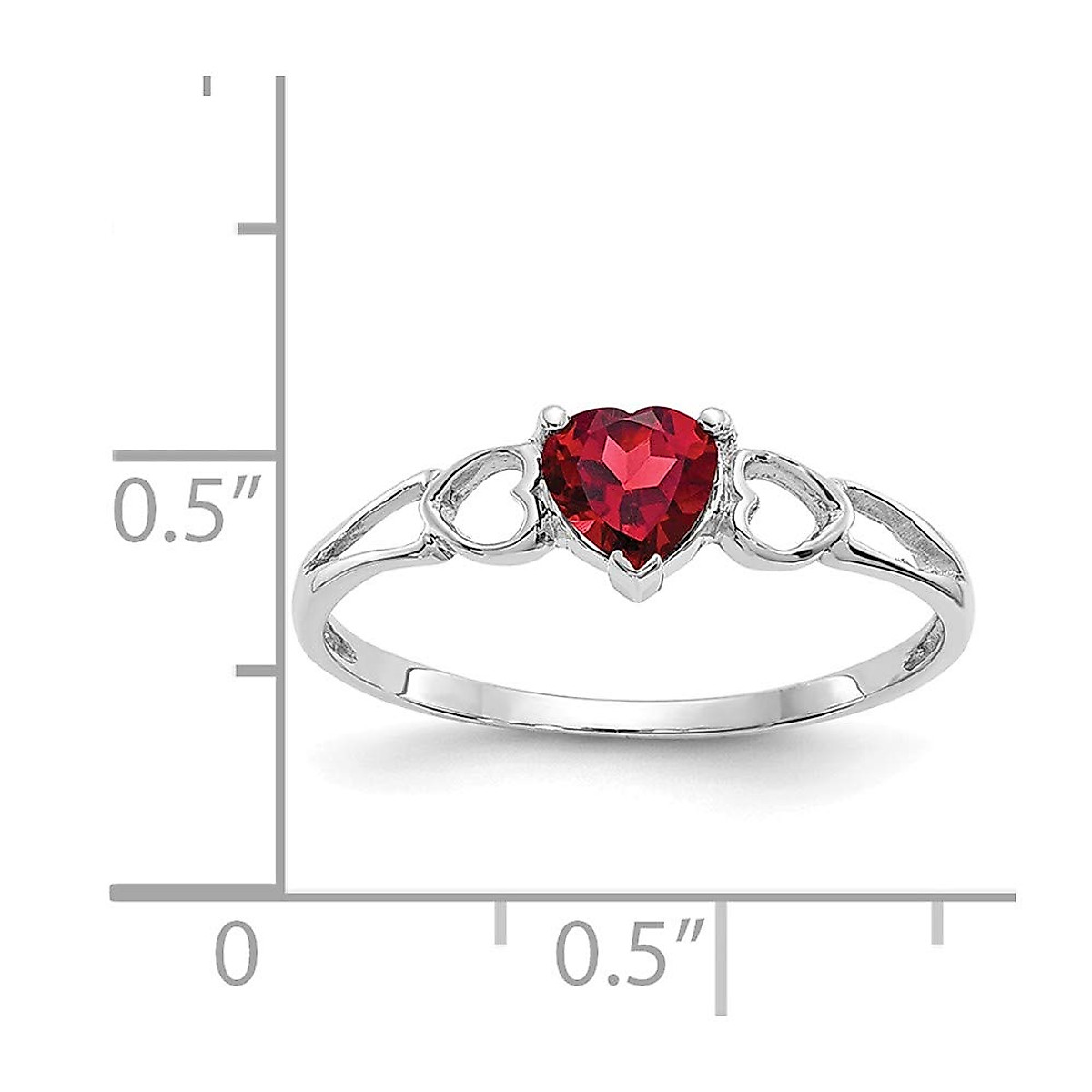 Size - 5.5 - Solid 14k White Gold Simulated Garnet Simulated Birthstone Ring (2 to 5mm)