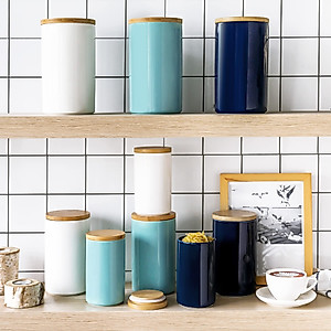 Sweese Kitchen Canister, Porcelain Food Storage Jar with Bamboo Lid for Ground Coffee, Flour, Tea, Sugar, Airtight Coffee Container,40oz/1300ml White No.821.101