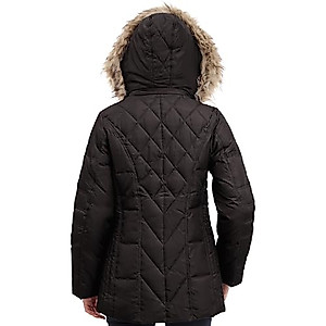 London Fog Women's Plus Size Diamond Quilted Down Coat, Black, 3X
