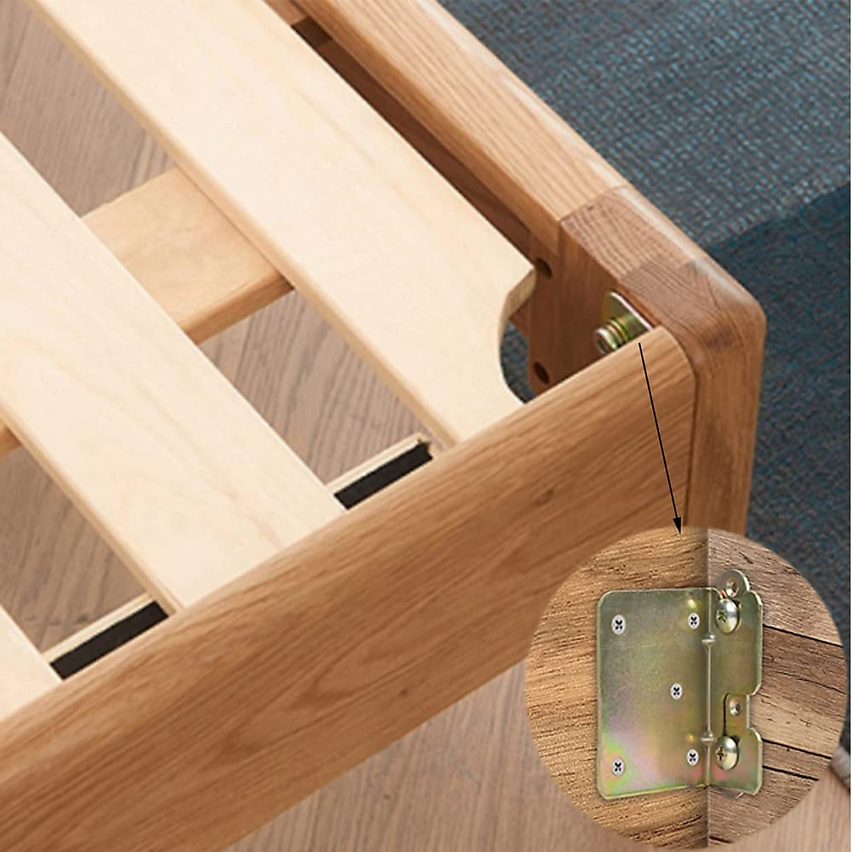 Bed Rail Brackets,Bed Rail Fittings, Bed Frame Hardware,for Connecting to Wood, Headboards and Foot-Boards,Set of 4 with Screws