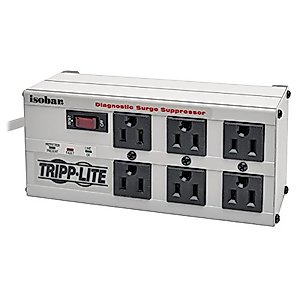 TRIPP LITE CH-9101012-NATripp Lite Isobar 6 Outlet Surge Protector Power Strip, 6ft. Cord with Right Angle Plug, 3300 Joules, Metal, (IBAR6-6D)