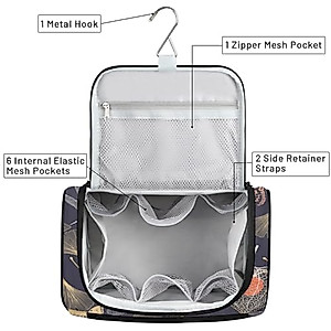 XMNYGJ Dragonfly Butterfly Leaf Hanging Toiletry Bag for Men Women Travel Cosmetic Makeup Organizer Bag Water Resistant Large Portable Wash Case for Accessories, Toiletries, Cosmetics