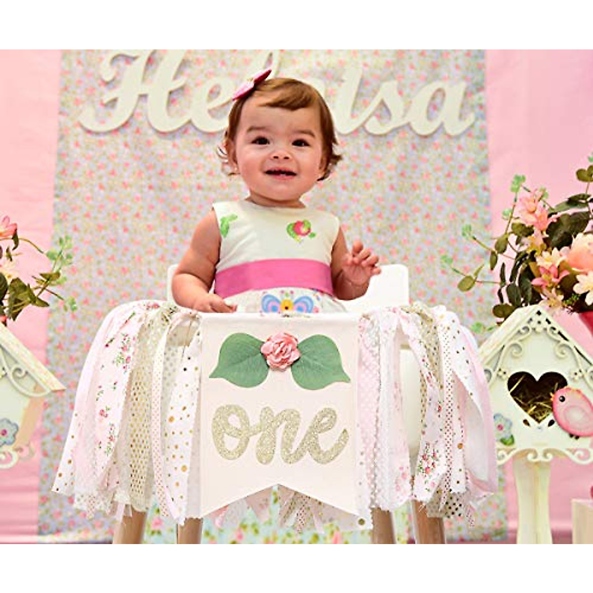 High Chair Banner for 1st Birthday - First Birthday Decorations for Photo Booth Props, Birthday Souvenir and Gifts for Kids,One Birthday Decorations for Baby (Baby Girl)