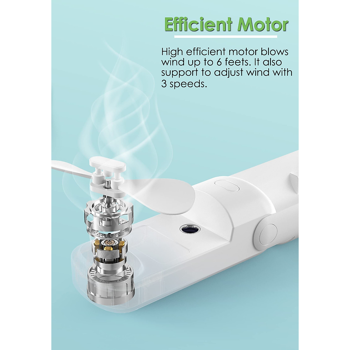 HonHey Handheld Fan Misting Fan, 3 in 1 Hand Fan, Portable, Foldable Personal Mini Fan with Rechargeable Battery Operated and 3 Adjustable Speed[6-13-20 Working Hours] for Girls Women Travelling