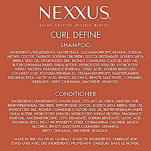 Nexxus Curl Define Shampoo and Conditioner ProteinFusion 2 Count for Curly and Coily Hair Strengthening & Moisturizing Sulfate-Free Hair Products with Marula Oil 13.5 oz