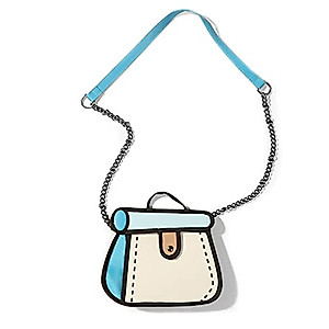 Lovely Two-dimensional Cake Bag Handbag Cartoon Canvas Bag Doodle Comic Chain Crossbody Bag for Shopping, Blue