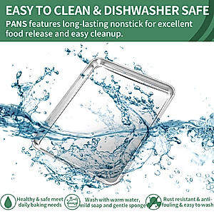 Baking Sheets Set of 2, HKJ Chef Cookie Sheets 2 Pieces & Stainless Steel Baking Pans & Toaster Oven Tray Pans, Rectangle Size 12.5Lx10Wx1H inch & Non Toxic & Healthy & Easy Clean…