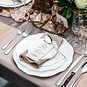 E-far 24-Piece Silverware Set with Steak Knives, Stainless Steel Flatware Cutlery Set Eating Utensils for 4, Spoons Forks Knives for Home Kitchen, Simple Design & Mirror Finish, Dishwasher Safe