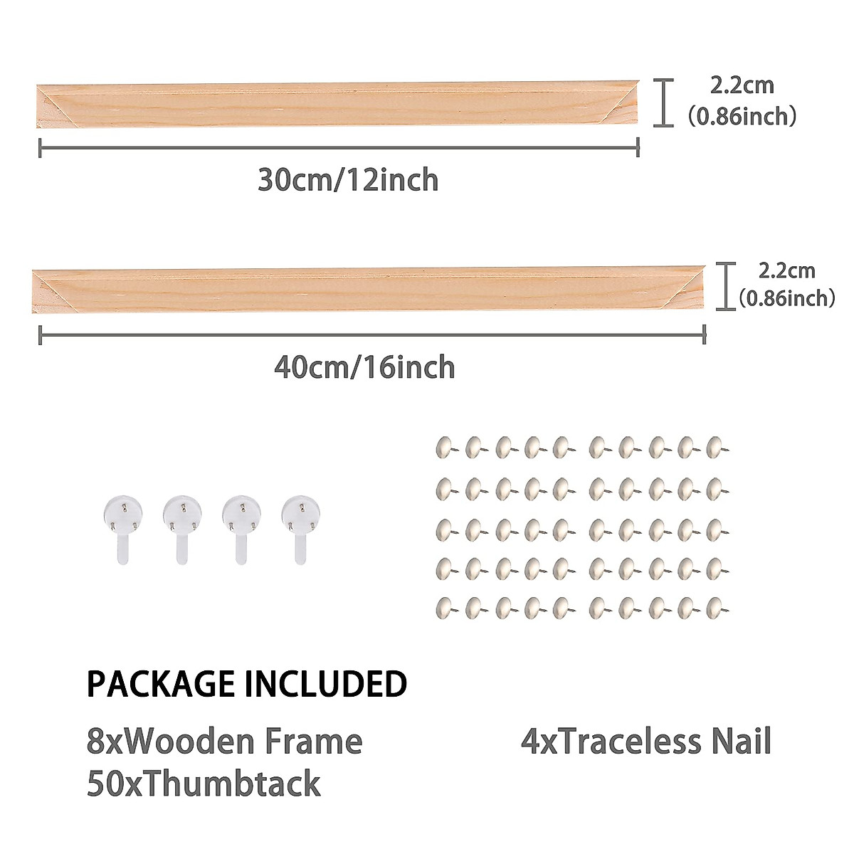 Caydo 2 Pack Canvas Stretcher Bars Kit, 12x16 Inch Removable Canvas Wooden Frames for Prints, Oil Paintings, Paint by Numbers & Poster