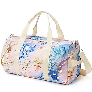 BLUBOON Sport Gym Duffle Bag for Women Girls Weekender Overnight Duffel Bag (Bronzing orange) 19.7"x9.5"x9.9"