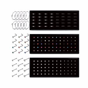 Ubjuliwa 160pcs 20G-22G 1.5mm 2mm 2.5mm Nose Studs Stainless Steel Nose Rings Studs Crystal Rhinestone Stud Nose Rings for Women Nose Piercing Jewelry