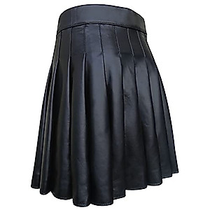 Mens Vintage Gothic Punk Pleated Skirts Classic Faux Leather Utility Kilt Scottish Fashion Desigened Tactical Gladiator Medium