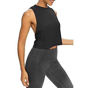 Bestisun Workout Tops for Women Yoga Tops Athletic Gym Clothes Backless Workout Tops Open Back Athletic Tops for Women Black S