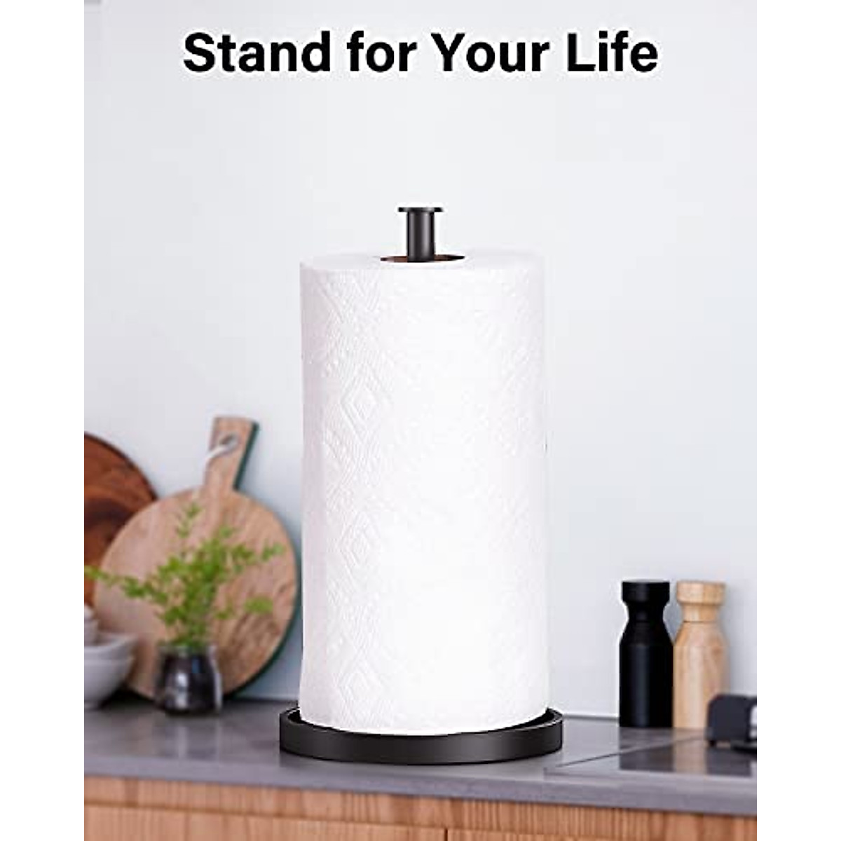 Paper Towel Holder Countertop fit for Large & Small Size, Paper Towel Stand for Kitchen Rolls, Paper Towel Roll Holder, Modern Kitchen Countertop Organizer